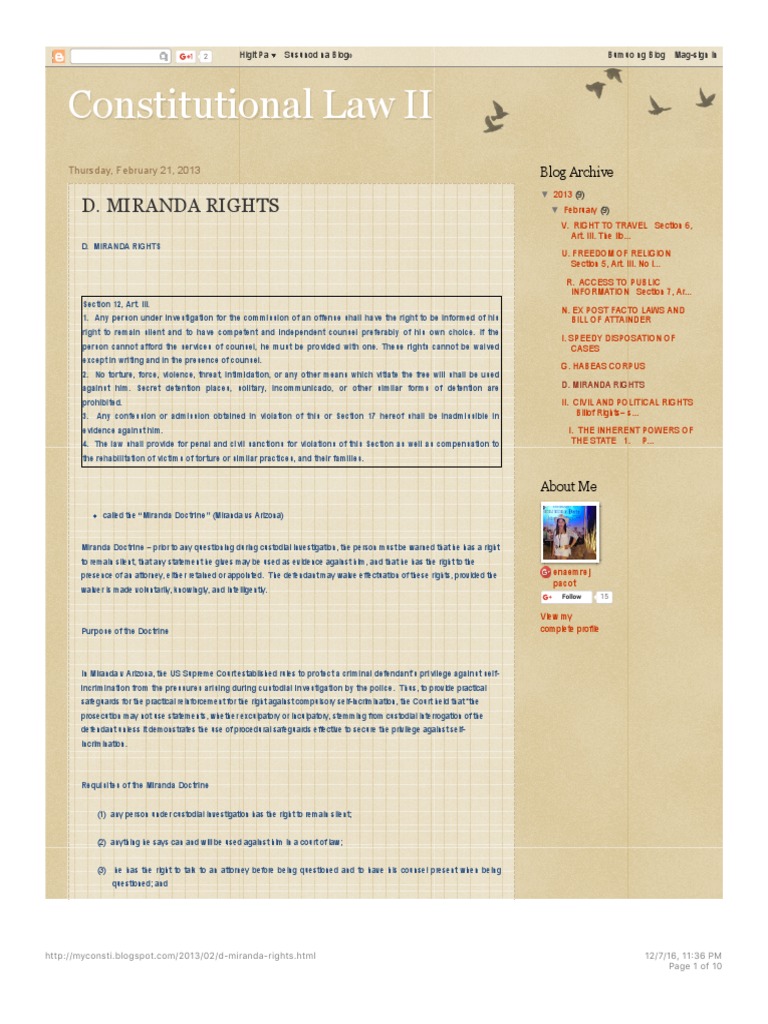 Miranda Rights | PDF | Bail | Miranda Warning