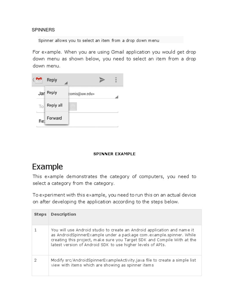 Android Spinners Y Listview Pdf Application Software Computing