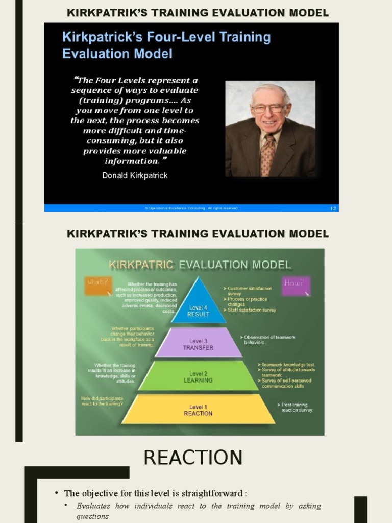 Kirkpatrik's Training Evaluation Model | PDF | Educational Assessment ...