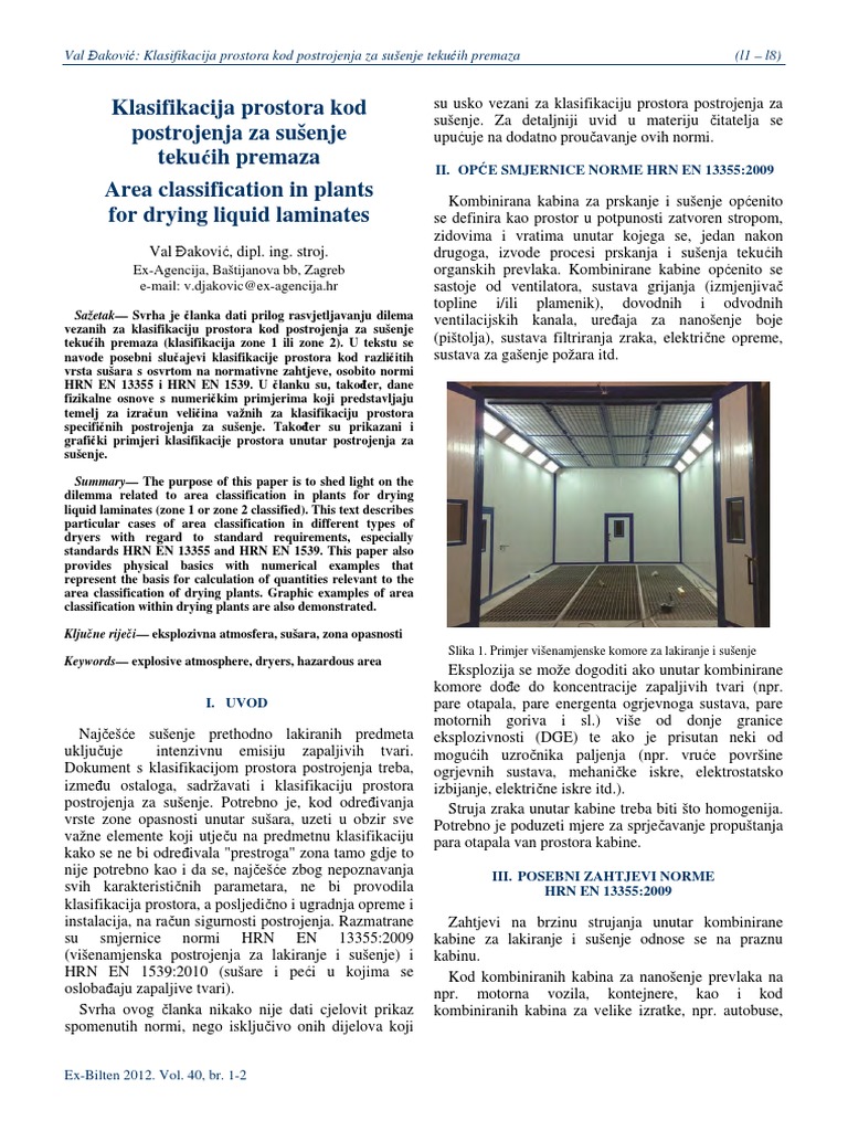 Ex Bilten 60 12 Klasifikacija Prostora Kod Postrojenja Za Susenje Tekucih Premaza | PDF
