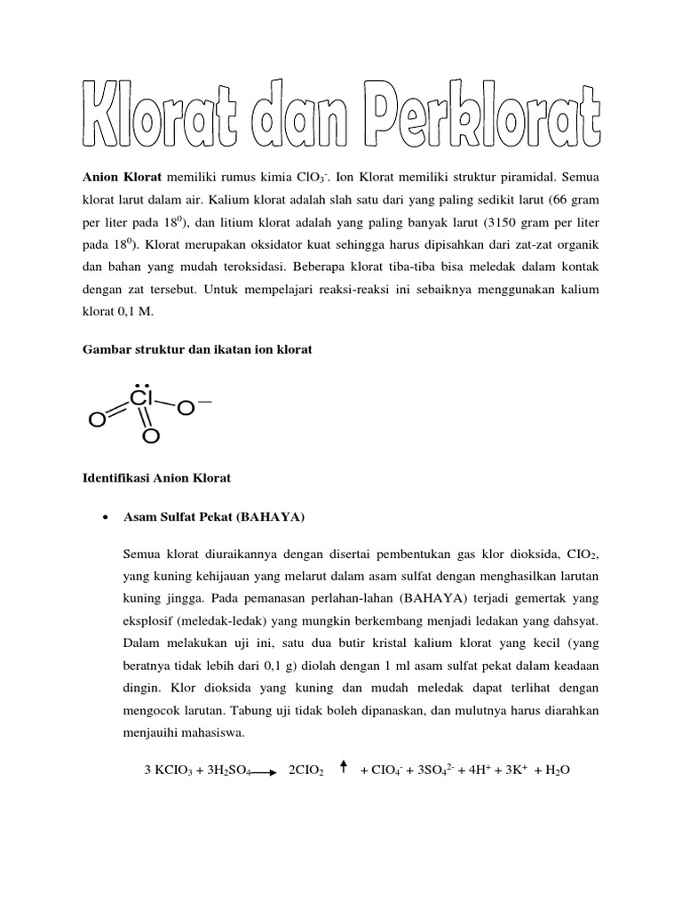 Anion Klorat Dan Perklorat | PDF