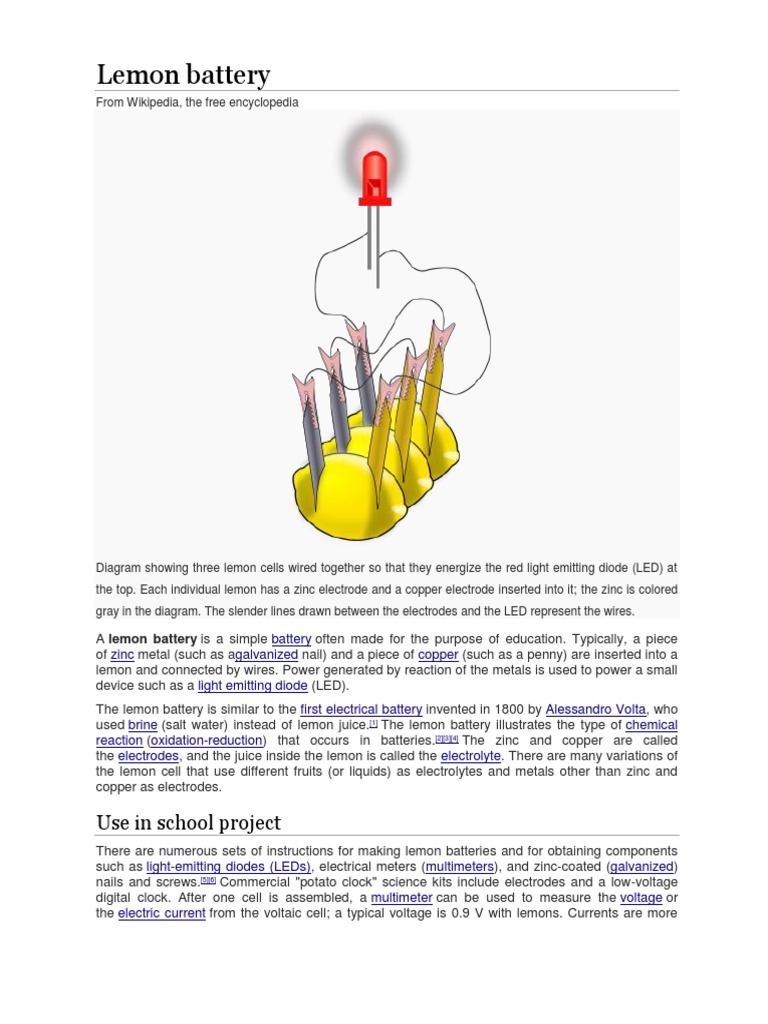 How To Make A Lemon Battery | PDF | Chemistry | Electromagnetism