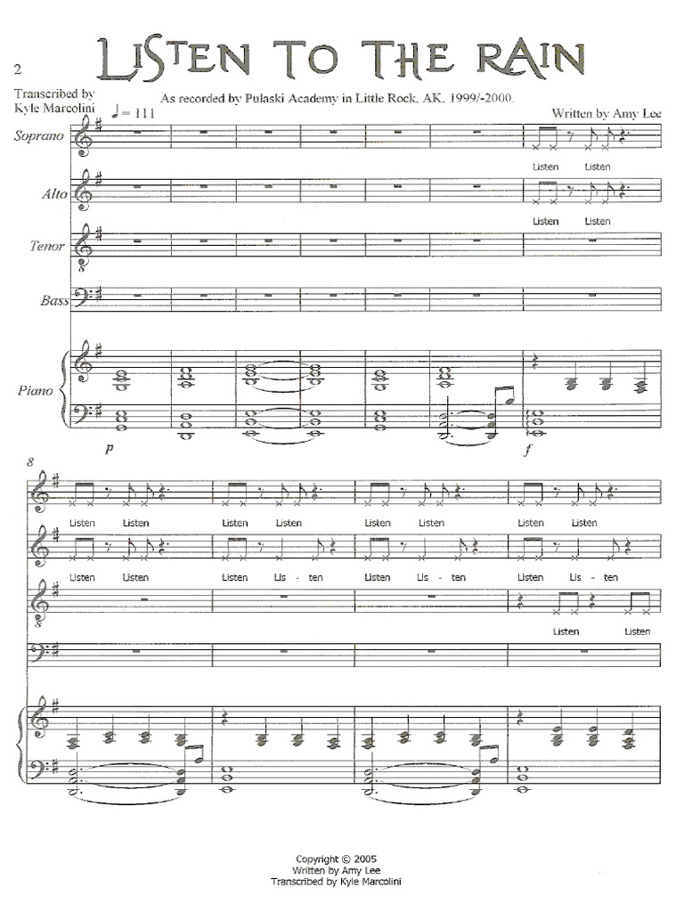 Listen To The Rain (SATB) Sheet Music | PDF