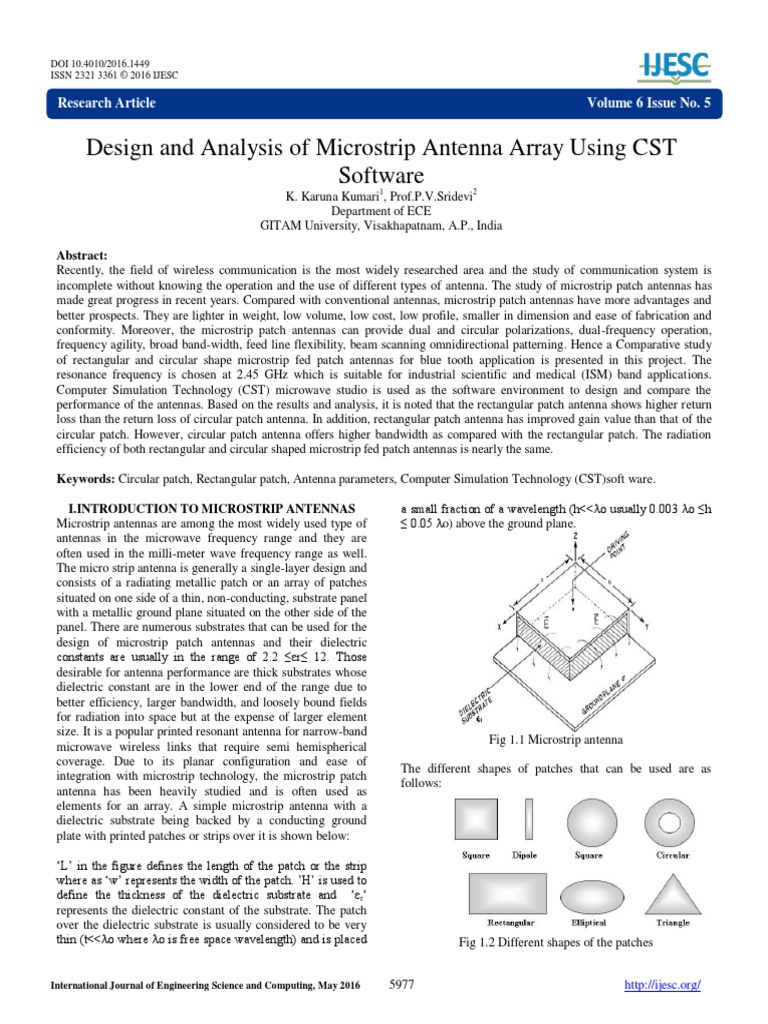 Design and Analysis of Microstrip Antenna Array Using CST Software ...