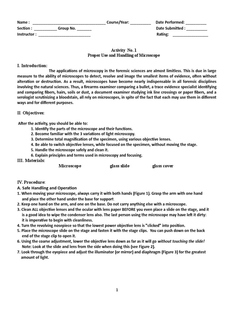 Activity 1 Microscope | PDF | Microscope | Angular Resolution