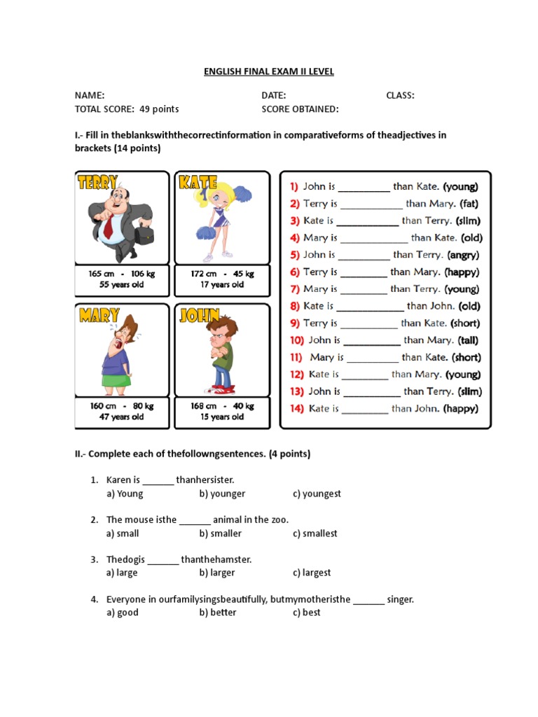 English Final Exam Ii Level | PDF | Language Arts & Discipline