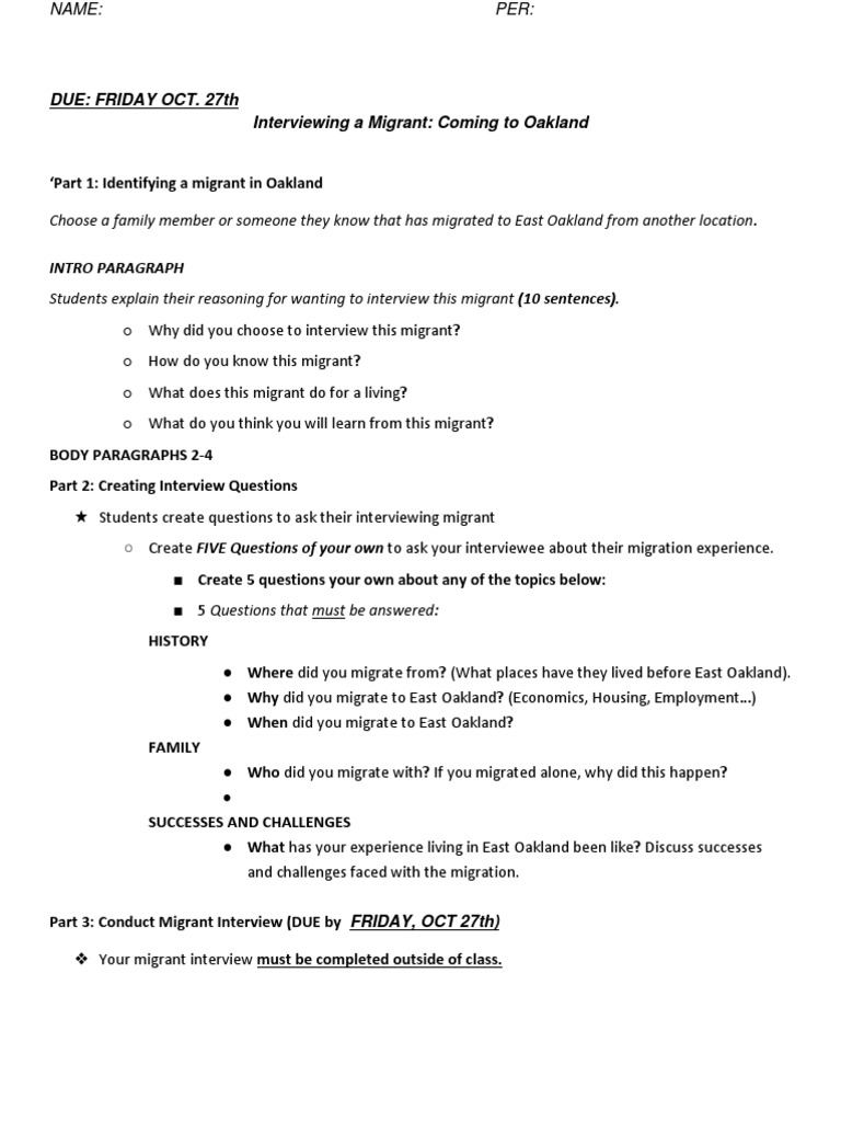 Migrant Interview | PDF | Interview | Question