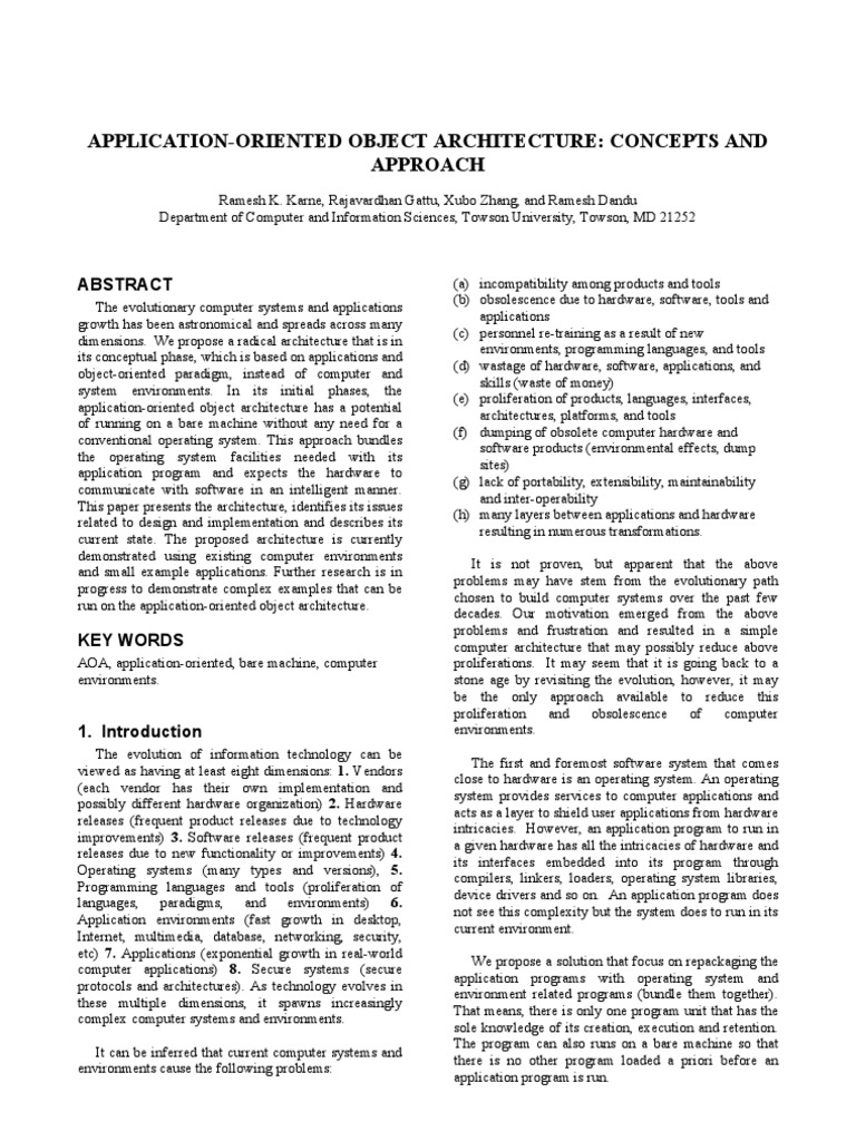 Application-Oriented Object Architecture - Concepts and Approach | PDF ...