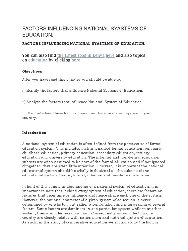 Factors Influencing National Education Systems | PDF | Schools ...