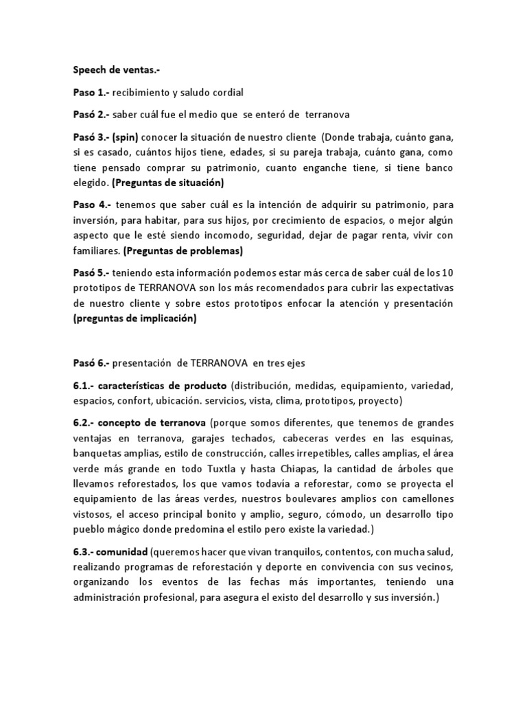 Speech de Ventas | PDF | Cliente | Economias