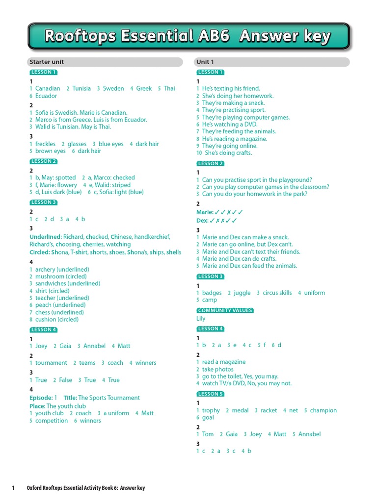 Essential Activity Book Answer Key | PDF | Natural Disasters | Foods