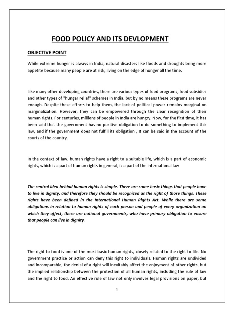 Food Policy and Its Devlopment | PDF | Applied Ethics | Foods