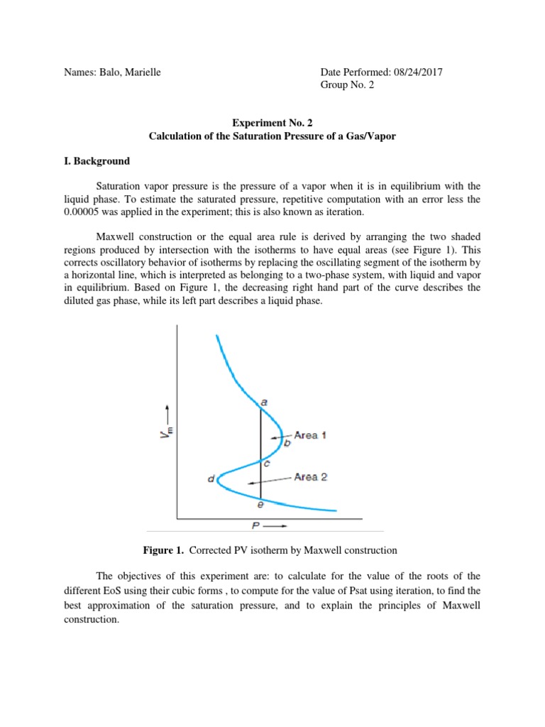 Calculation of The Saturation Pressure of A Gas/Vapor | PDF | Gases ...