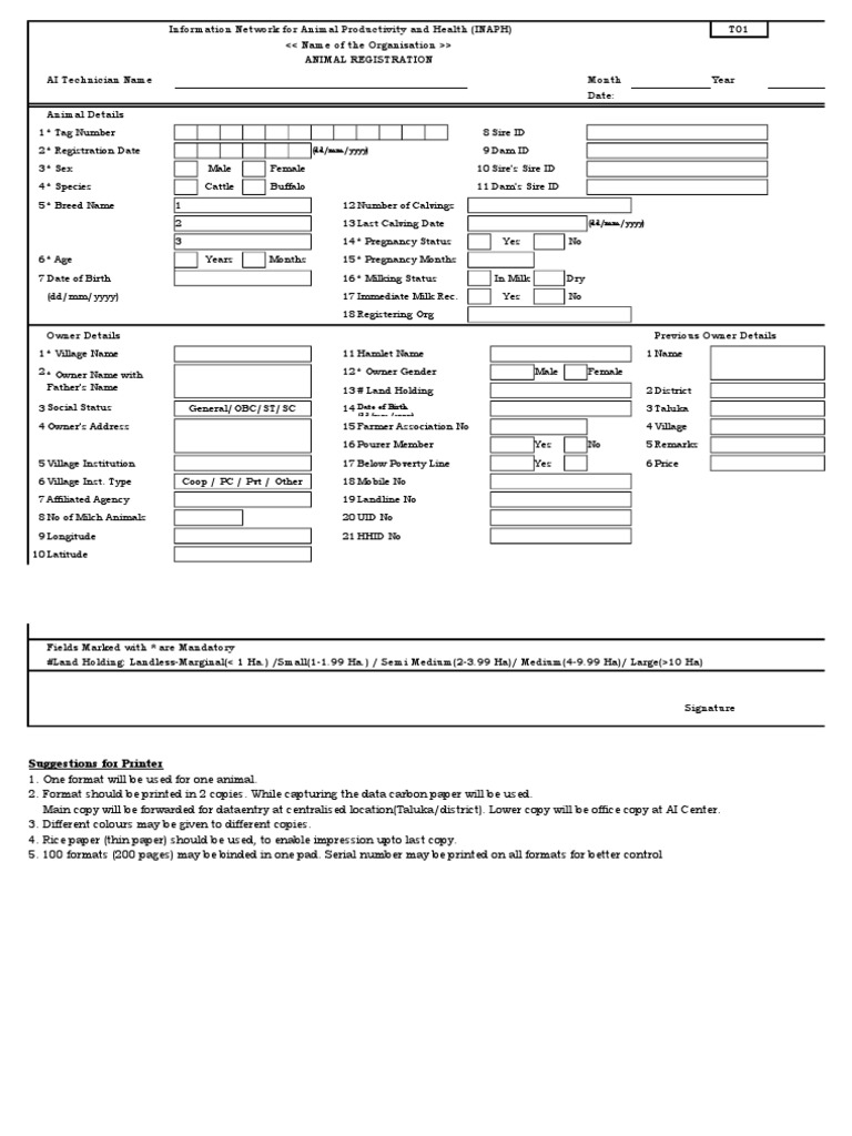 New Data Collection & Entry Formats For Printing | PDF | Calf | Horse ...