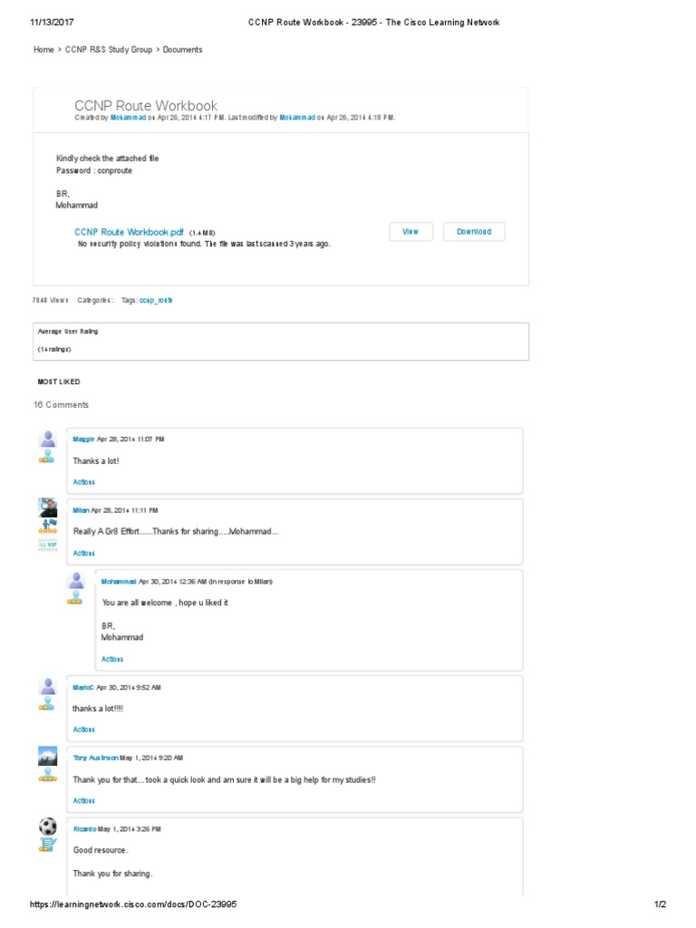 CCNP Route Workbook - 23995 - The Cisco Learning Network | PDF ...
