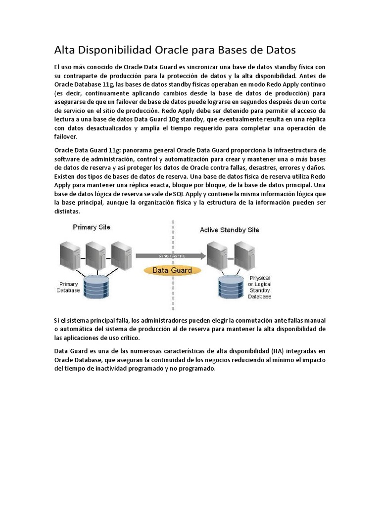 Alta Disponibilidad Oracle para Bases de Datos | PDF | Base de datos ...
