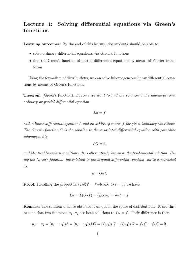Balakrishnan Green Function Pdf Green S Function Differential Equations