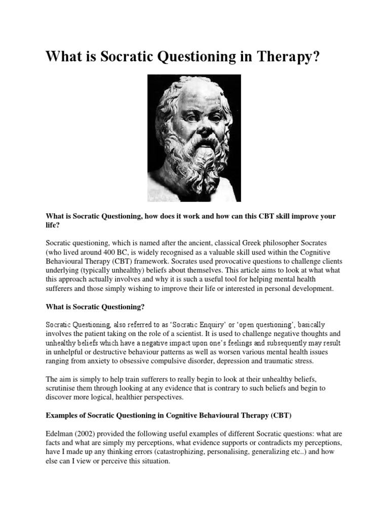 What Is Socratic Questioning | PDF | Cognitive Behavioral Therapy | Psychiatry Related Fields