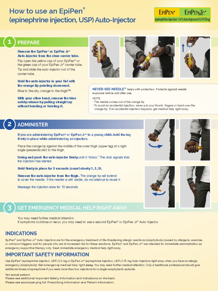 How To Use Epipen Auto Injector | PDF | Epinephrine Autoinjector | Dose ...