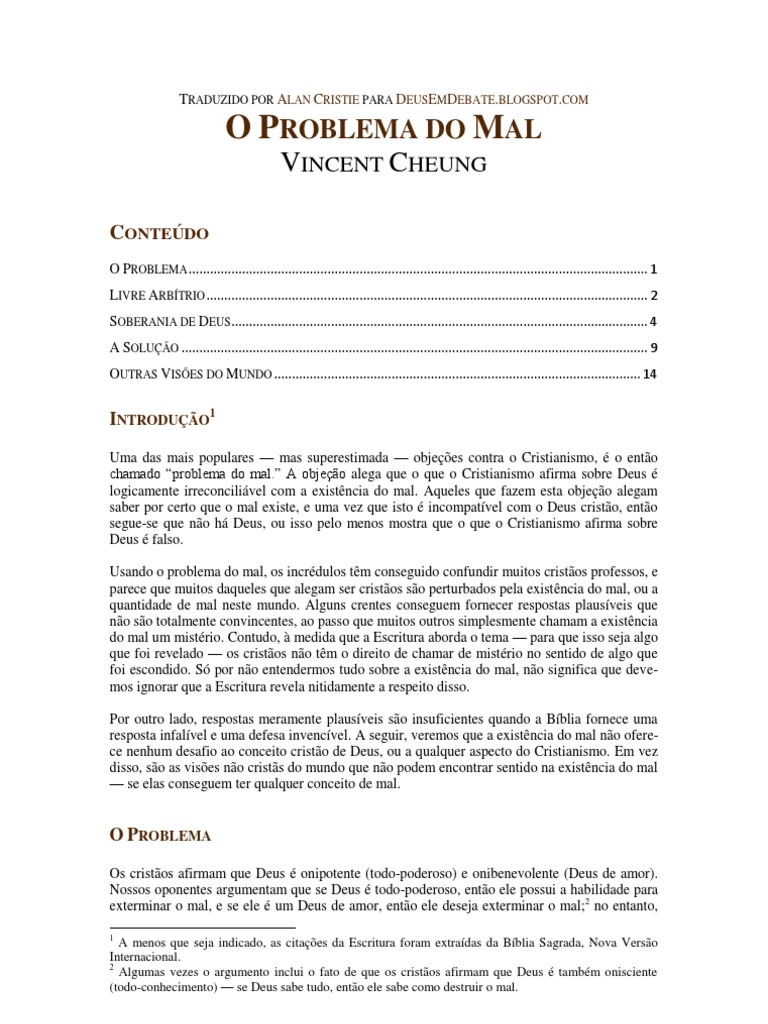 O Problema Do Mal - Vincent Cheung | PDF | Livre arbítrio | Deus