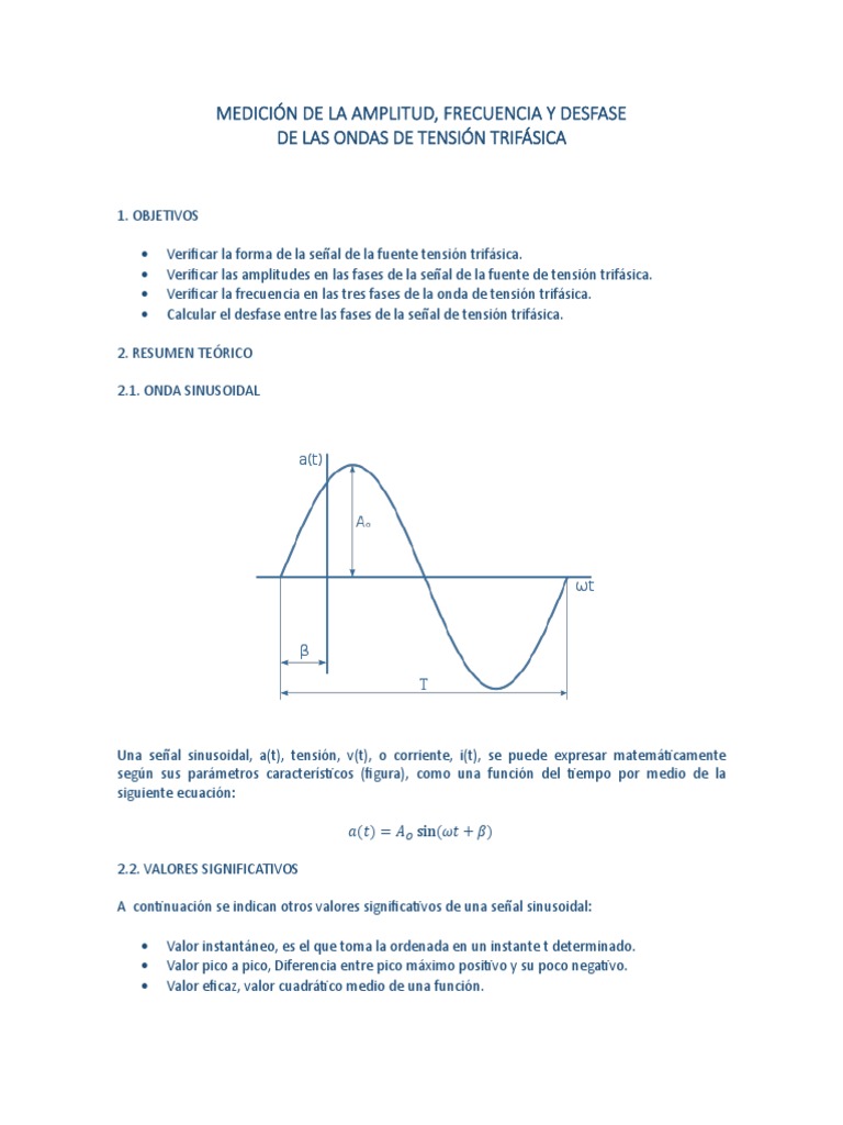Medicion de La Amplitud Frecuencia y Desfase de Las Ondas de Tension ... Medicion de La Amplitud Frecuencia y Desfase de Las Ondas de Tension ...