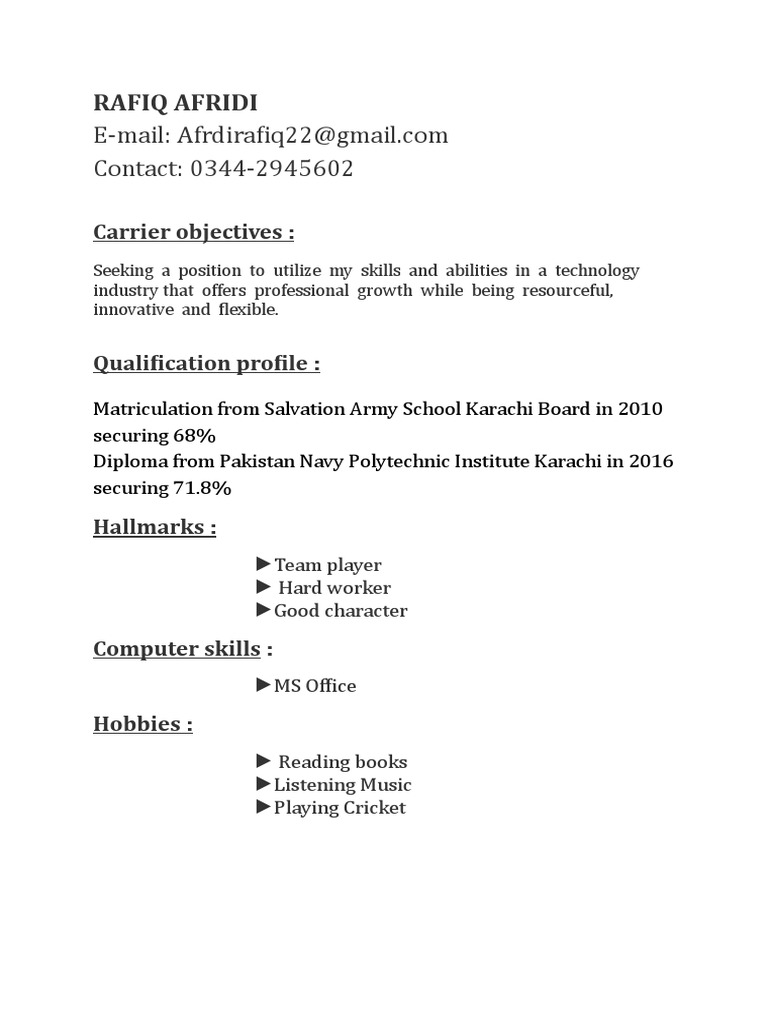 CV Rafiq | PDF
