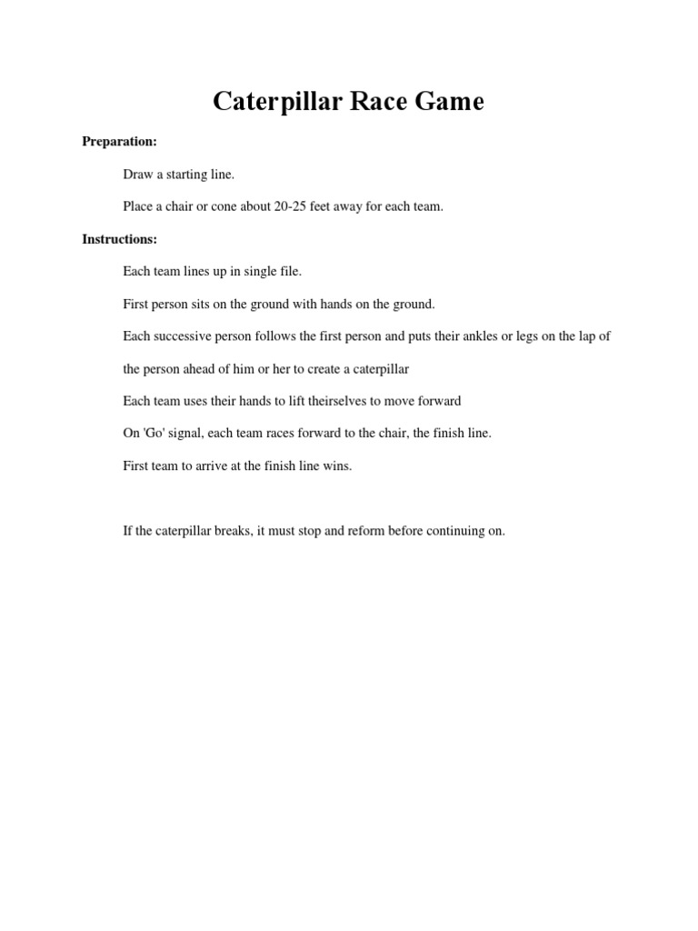 Caterpillar Race Game | PDF