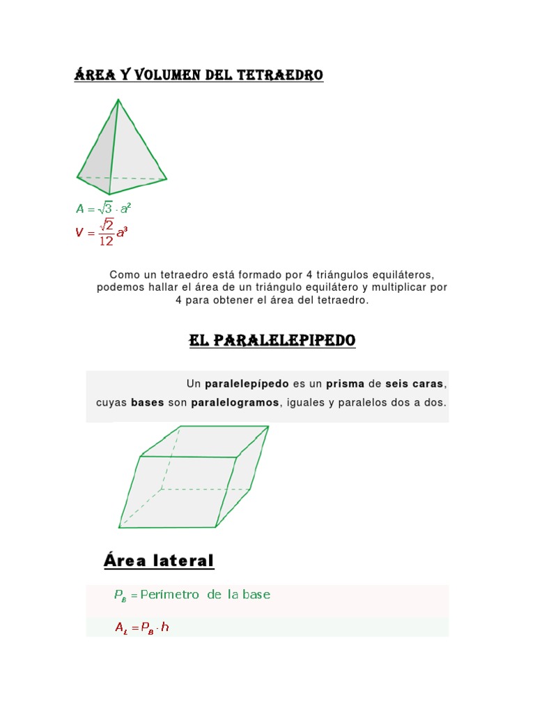 Área y Volumen Del Tetraedro | PDF