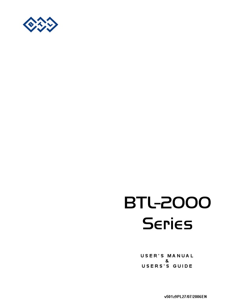 BTL-2000 Series: User'S Manual & Users'S Guide | PDF | Menu (Computing ...