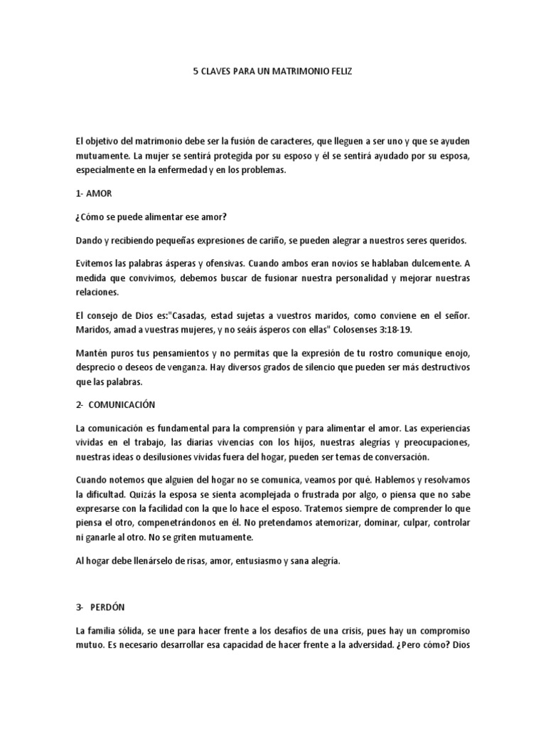 5 Claves para Un Matrimonio Feliz | PDF | Fe | Amor