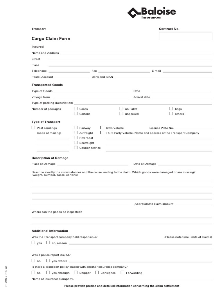 Cargo Claim Form | PDF | Cargo | Mail