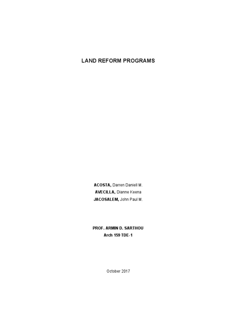 An Overview of the History, Goals, and Types of Land Reform Programs ...