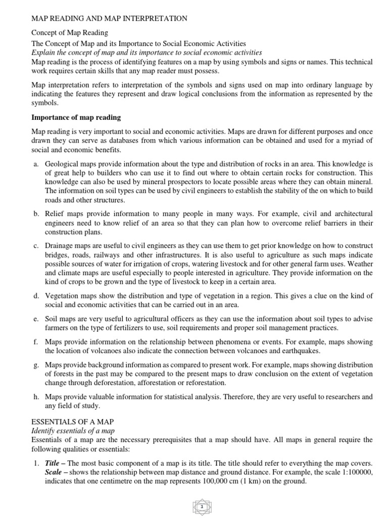 Map Reading and Map Interpretation Notes | PDF | Contour Line | Plantation