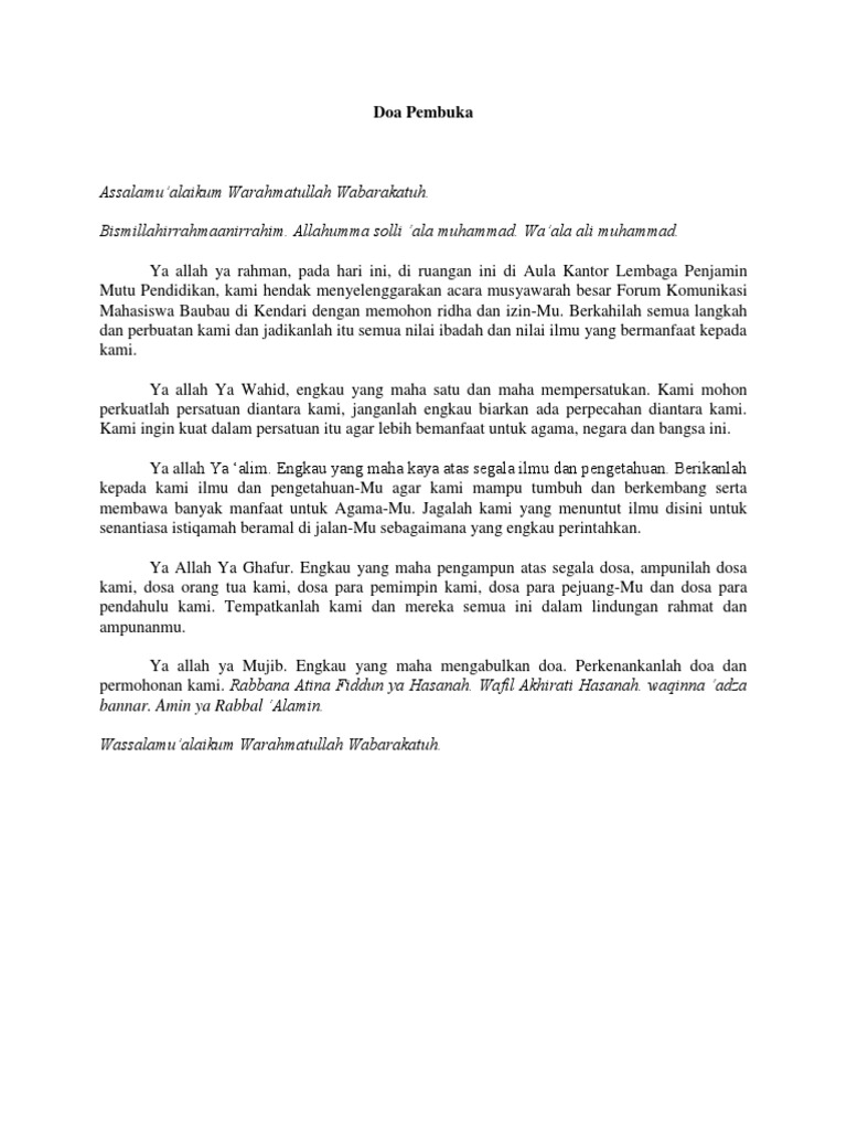 Doa Acara Mubes | PDF