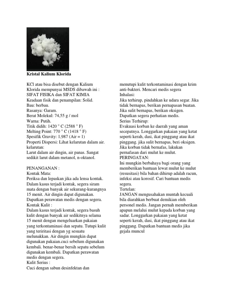Kristal Kalium Klorida | PDF | Kesehatan Holistik