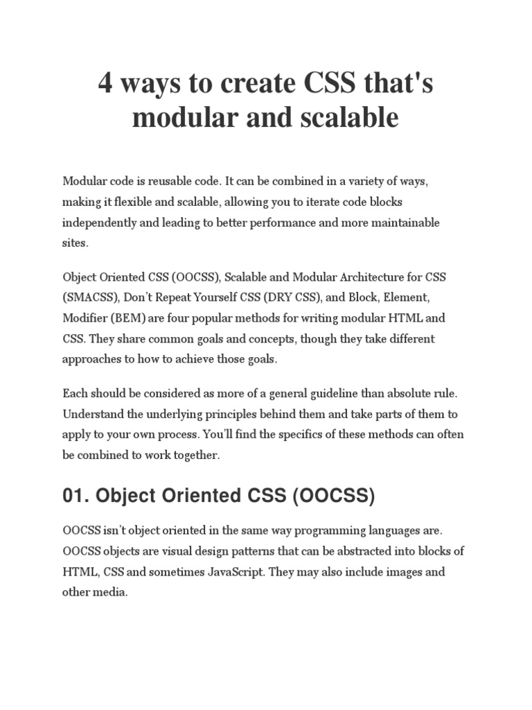 4 Ways To Create CSS That's Modular and Scalable: 01. Object Oriented ...