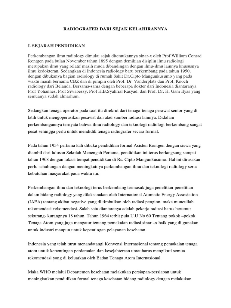 Sejarah Pari Radiografer Dari Sejak Kelahirannya | PDF