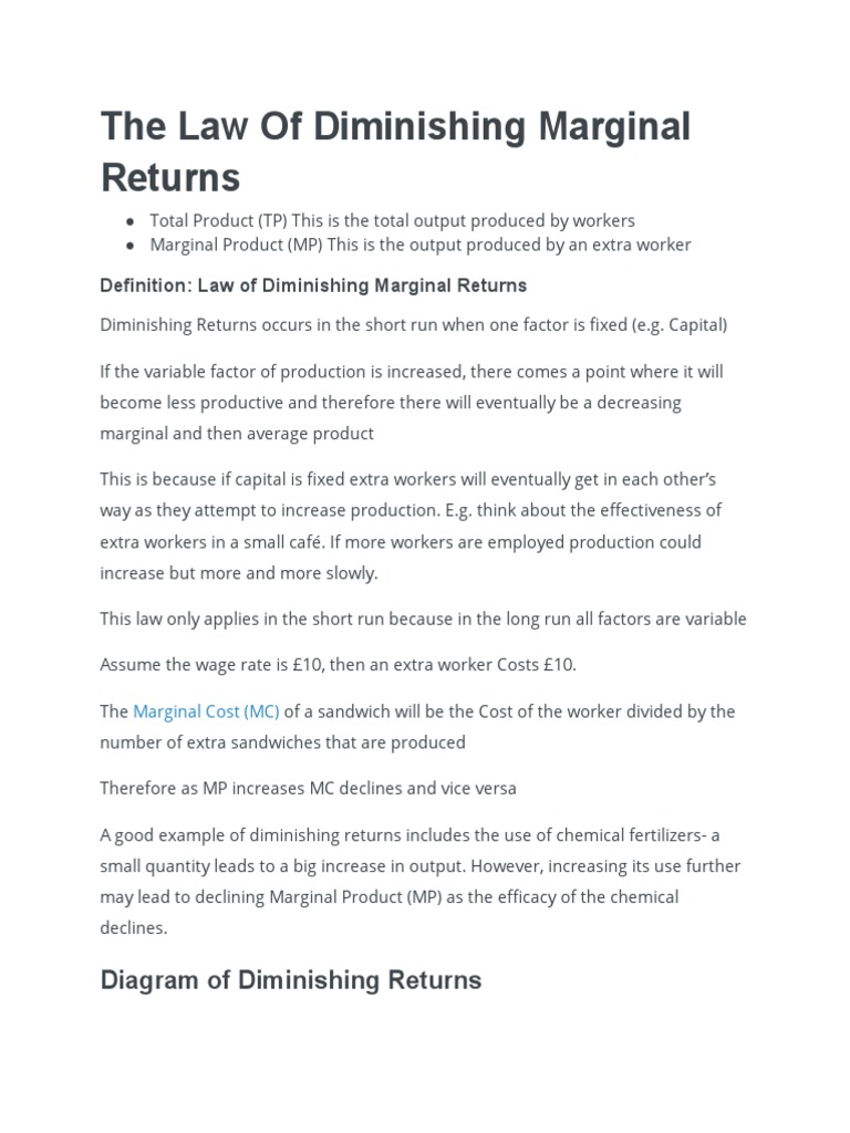 The Law of Diminishing Marginal Returns | PDF