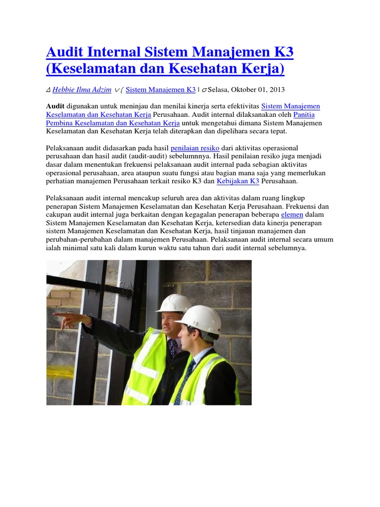 Audit Internal Sistem Manajemen K3 | PDF