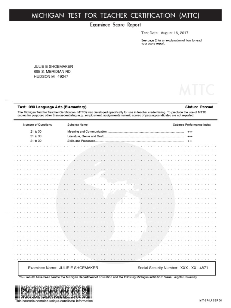 Language Arts Certification MTTC | PDF | Multiple Choice | Test ...