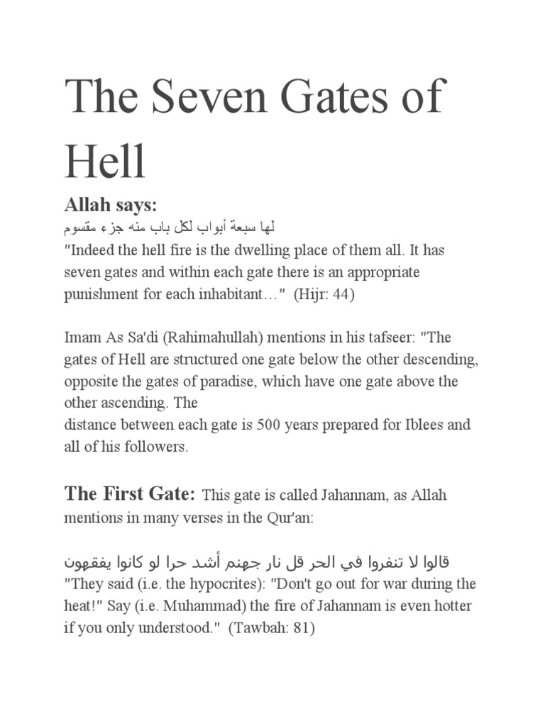 The Seven Gates of Hell | PDF | Abrahamic Religions | Religious Belief ...
