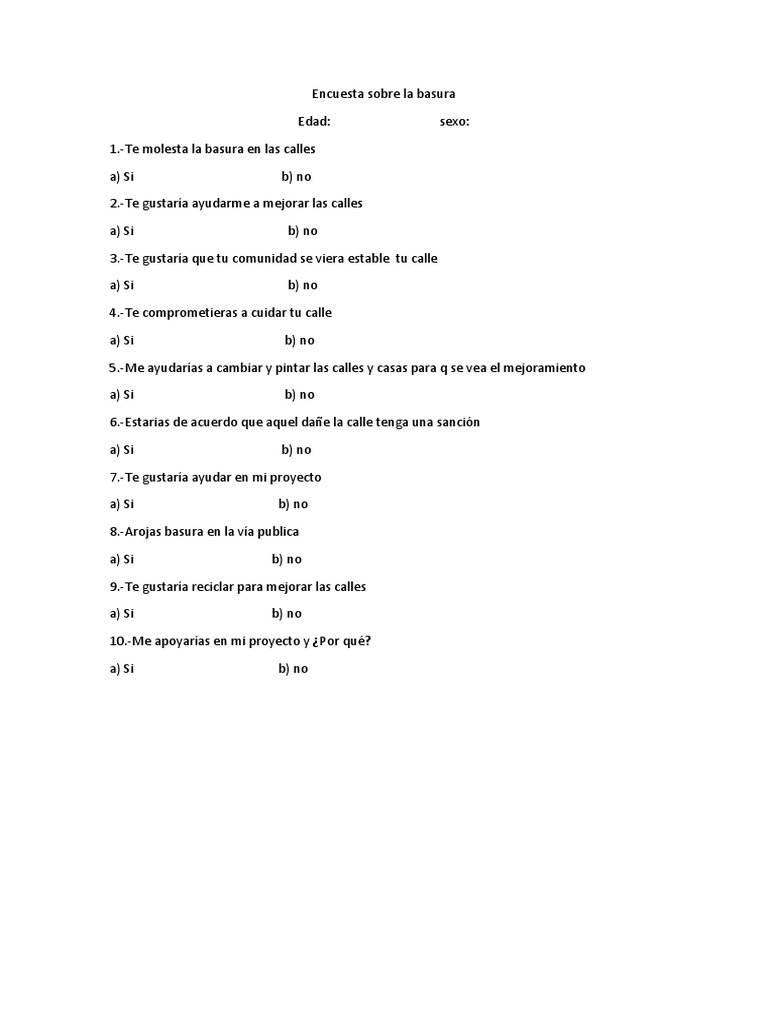 Encuesta_sobre_la_basura.docx | Residuos | Contaminación | Prueba gratuita de 30 días | Scribd