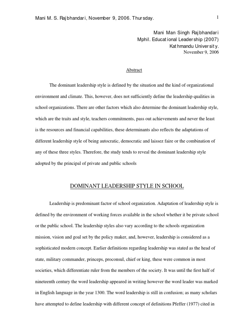 Mani Man | PDF | Leadership | Teachers