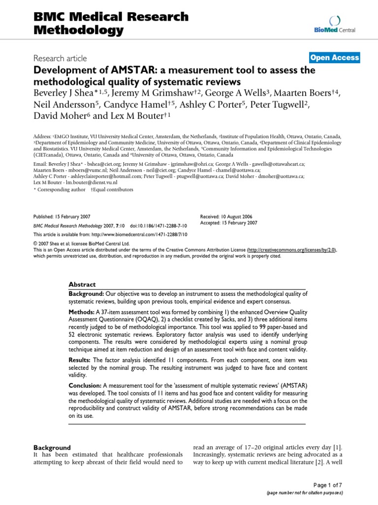 BMC Medical Research Methodology | PDF | Systematic Review | Factor Analysis