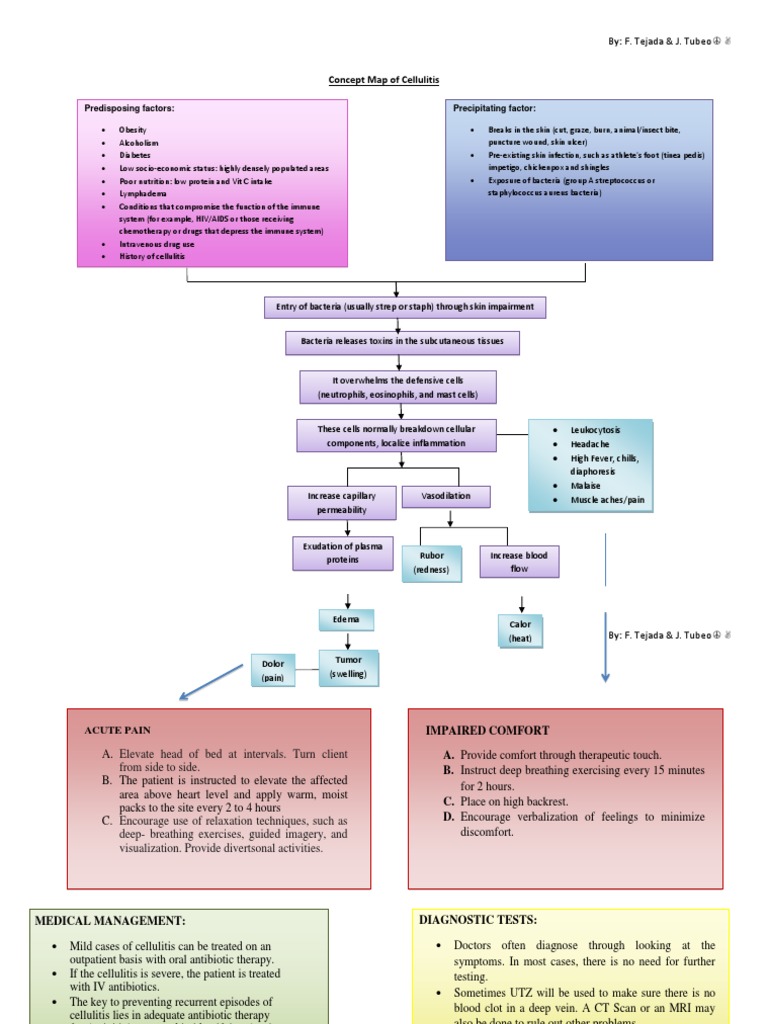 Cellulitis Concept Map and Pathophysiology | PDF | Edema | Rtt
