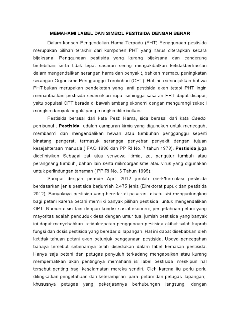 Memahami Label Dan Simbol Pestisida Dengan Benar | PDF