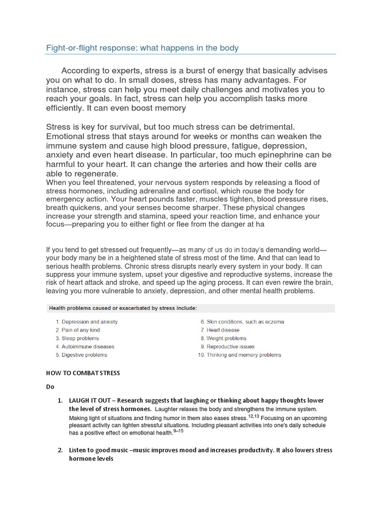 Fight-Or-Flight Response: What Happens in The Body | PDF | Fight Or ...