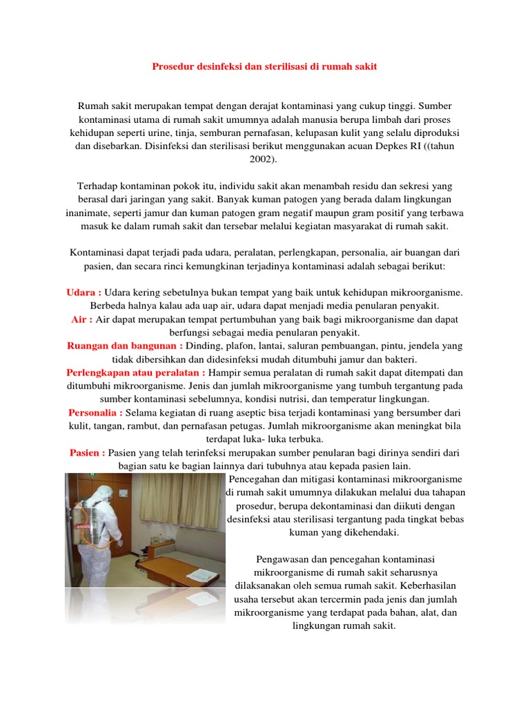 Sterilisasi Dan Desinfeksi Ruangan | PDF