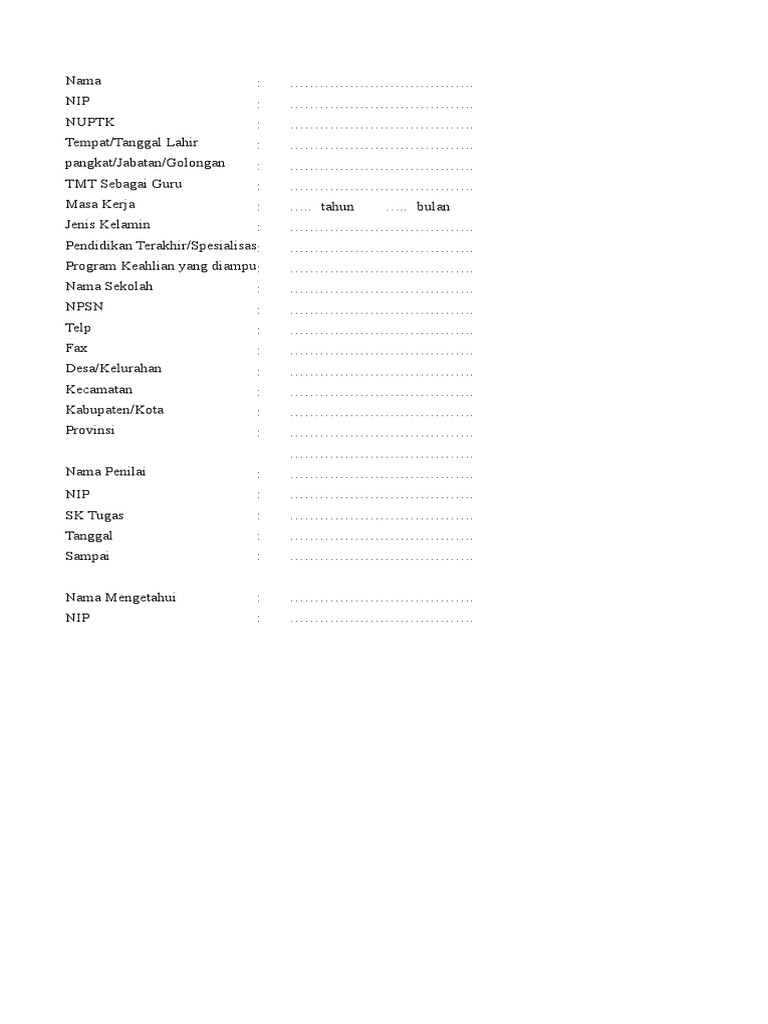 Penilaian Kinerja Guru (PKG) Kosong | PDF