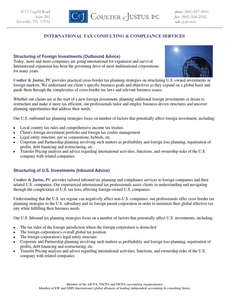 International Tax Consulting & Compliance Services: Structuring of ...
